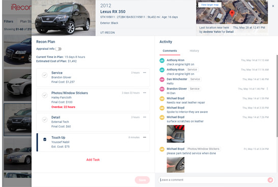 Used Car Reconditioning Software | iRecon | vAuto