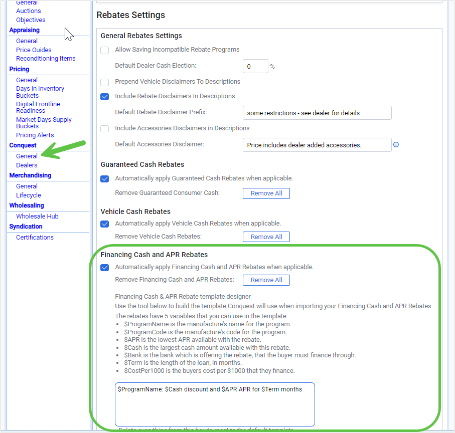Conquest Rebates and Incentives Update | vAuto